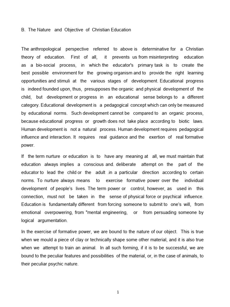 Nature and Purpose of Christian Education | PDF | Developmental ...