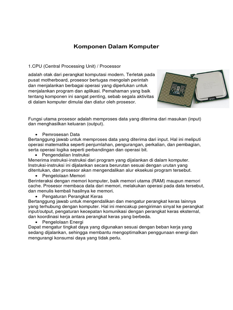 Komponen Komputer | PDF | Game & Aktivitas | Teknologi & Rekayasa