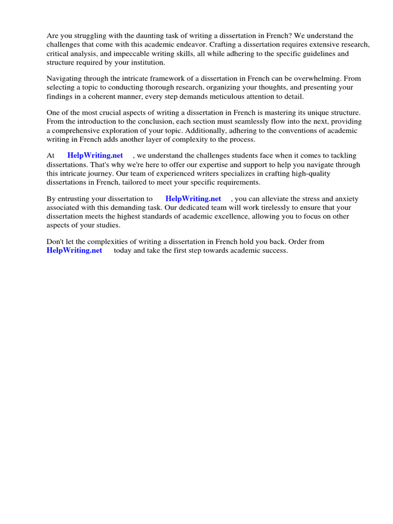 Dissertation French Structure | PDF | Thesis | Essays