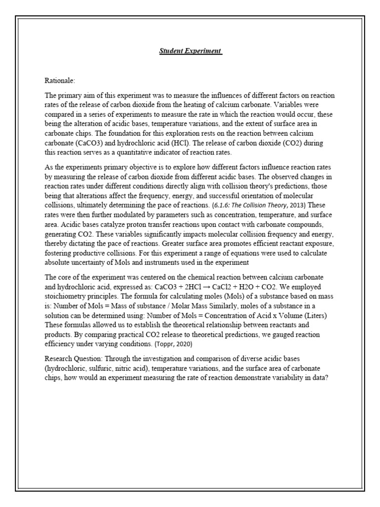 Student Experiment Formatting Plan | PDF