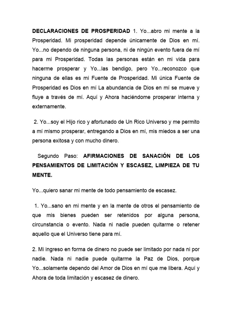 Afirmaciones y Decretos de Prosperidad | PDF | Dios | Amor