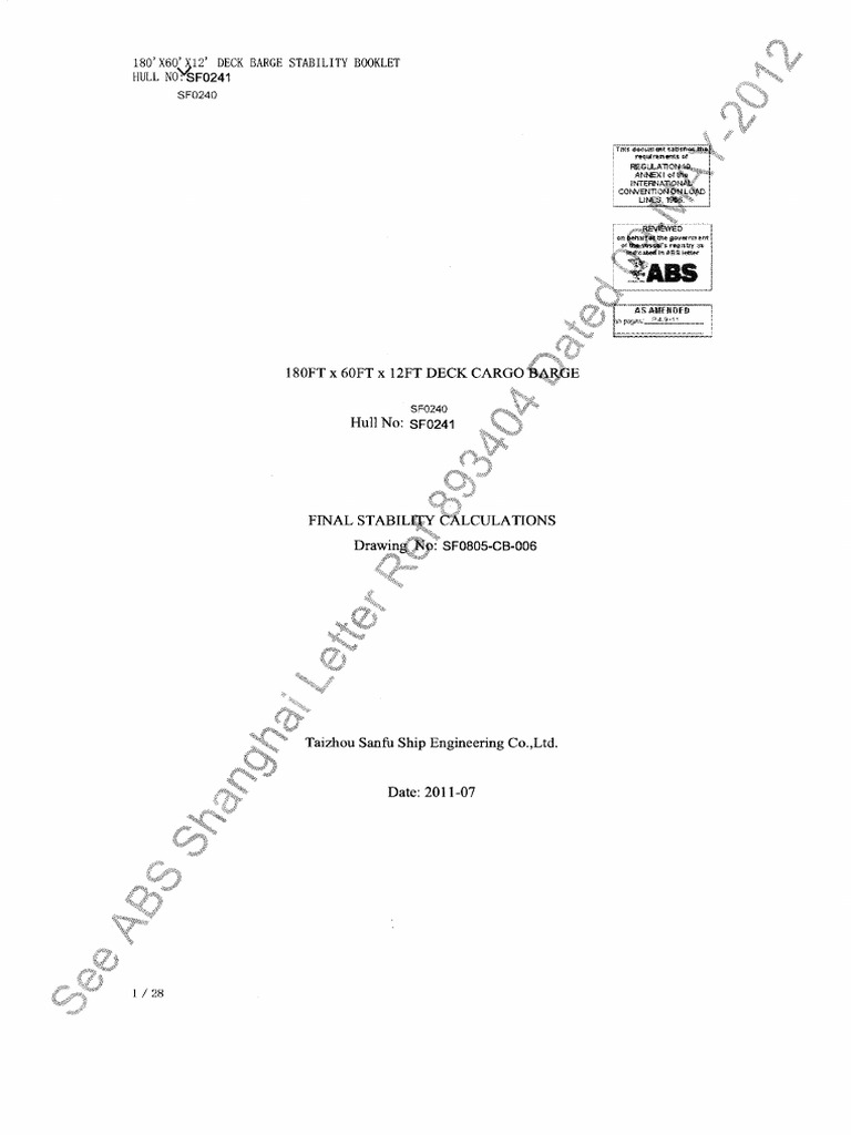Mega Trans I - Stability Booklet | PDF | Navigation | Heavy Industry
