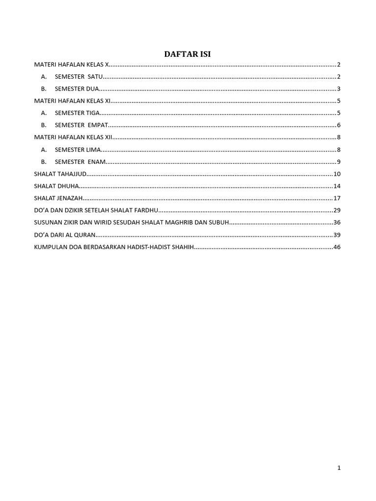 Materi Hafalan Kelas X Gabung | PDF