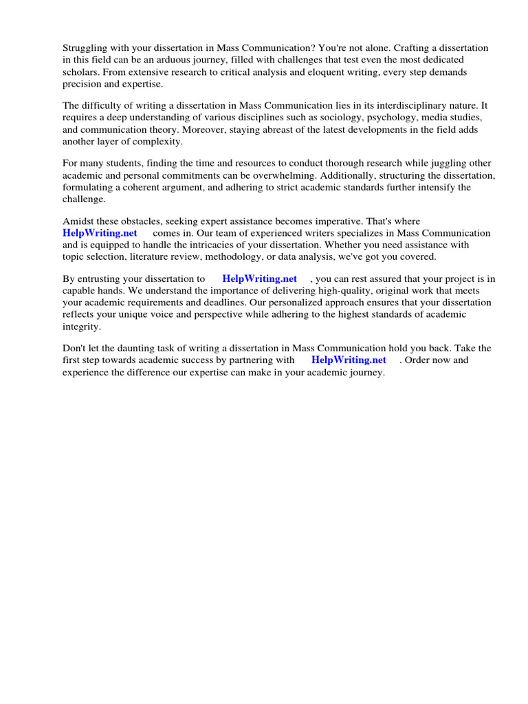 Dissertation Mass Communication | PDF | Communication | Thesis