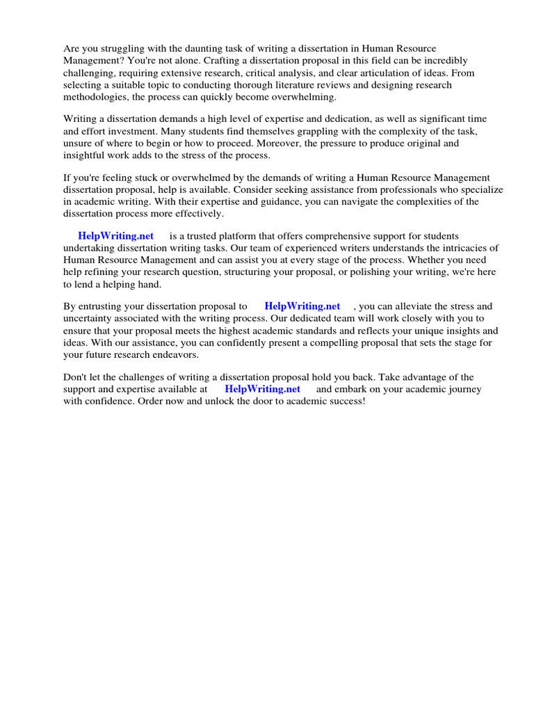 Human Resource Management Dissertation Proposal | Download Free PDF ...
