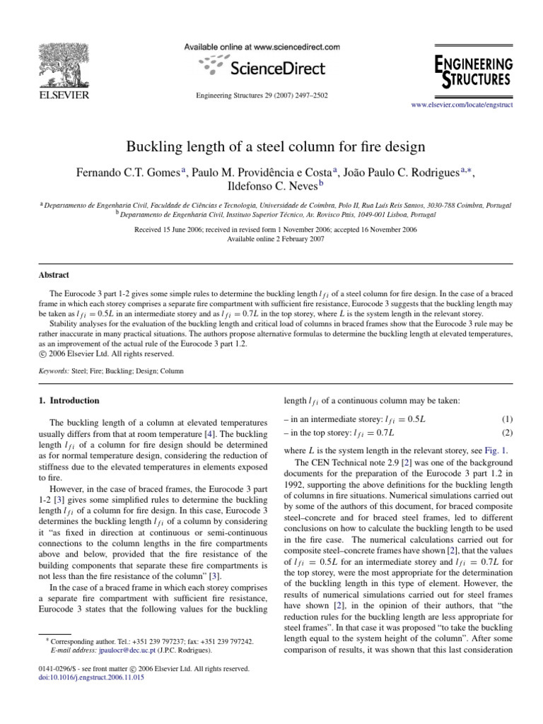 Fire Design for Steel Columns | PDF | Buckling | Beam (Structure)