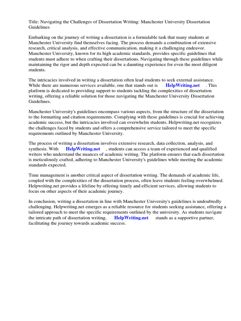 Manchester University Dissertation Guidelines | PDF | Thesis | Bookbinding