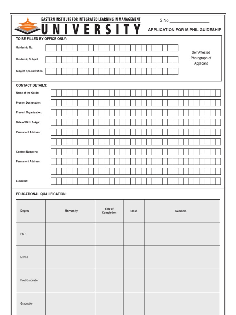 M.Phil Guideship Application Form | PDF | Career & Growth | Business