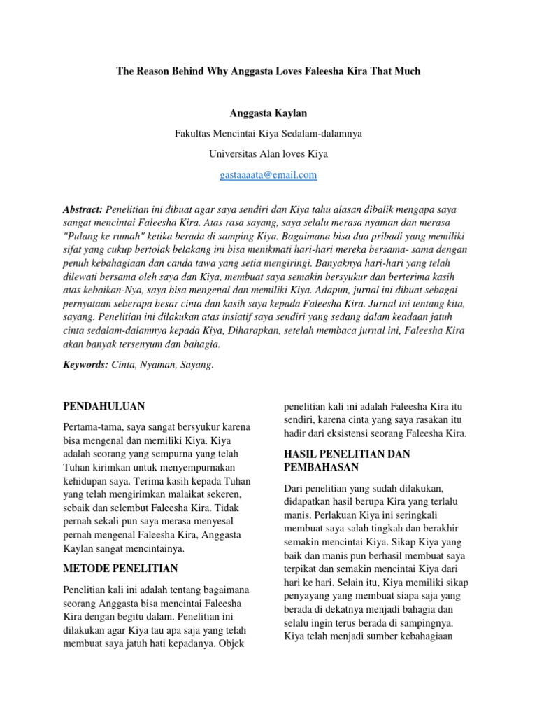 The Reason Behind Why Anggasta Loves Faleesha Kira That Much | PDF