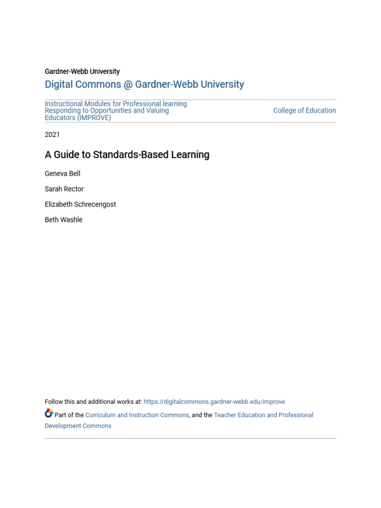 A Guide To Standards Based Learning | PDF | Teachers | Learning