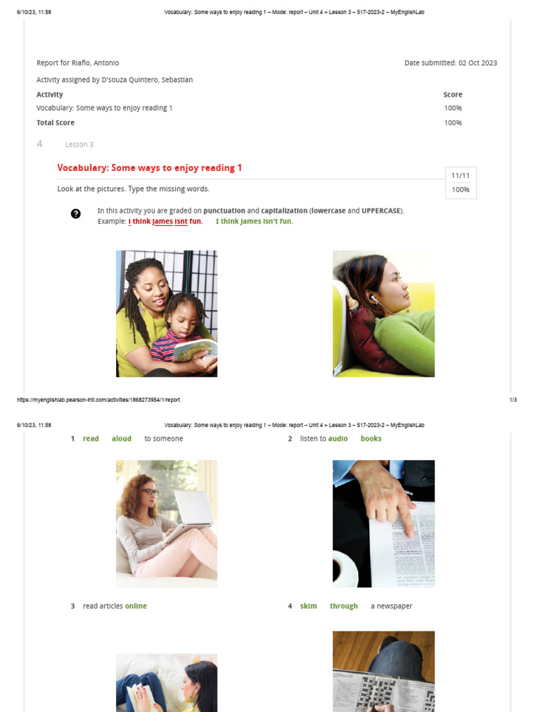 Vocabulary - Some Ways To Enjoy Reading 1 - Mode - Report - Unit 4 ...