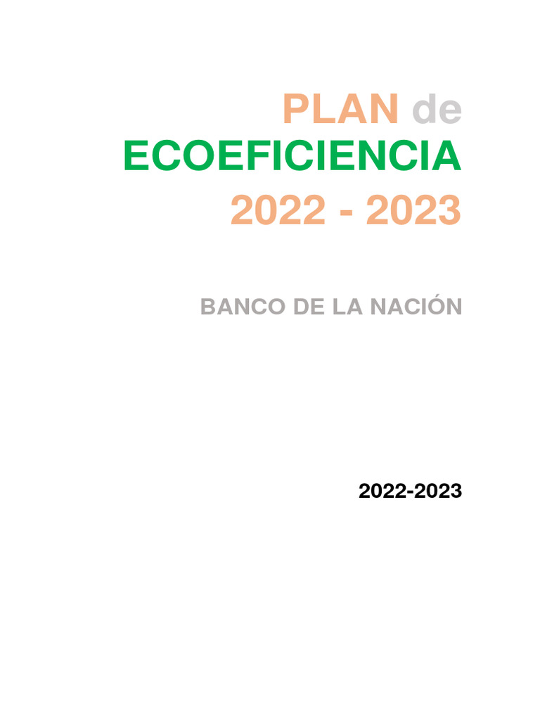 Plan de Ecoeficiencia 2022-2023 del Banco | PDF | Gases de efecto ...