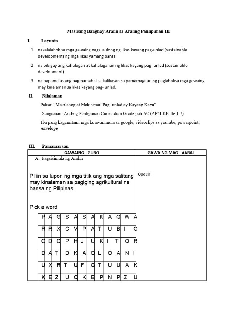 Masusing Banghay Aralin Sa Araling Panlipunan II1 | PDF