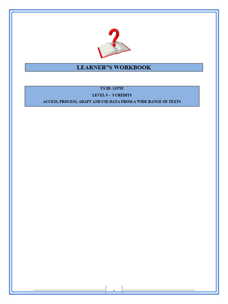 Learner Workbook (Formative Assessment) | PDF | Educational Assessment | Cognition