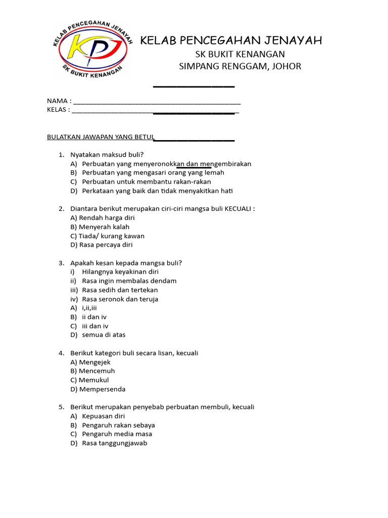 Soalan KPJ | PDF | Game & Aktivitas | Pengembangan Diri