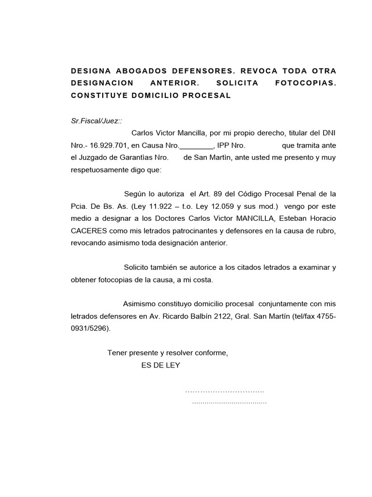 Designa Abogado Defensor | PDF