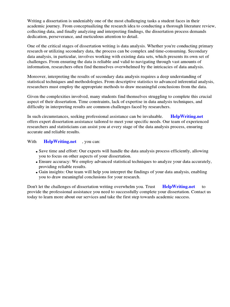 Dissertation Secondary Data Analysis | PDF | Sampling (Statistics ... Dissertation Secondary Data Analysis | PDF | Sampling (Statistics ...