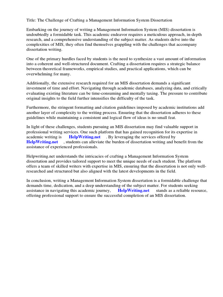 Management Information System Dissertation | PDF | Information ...
