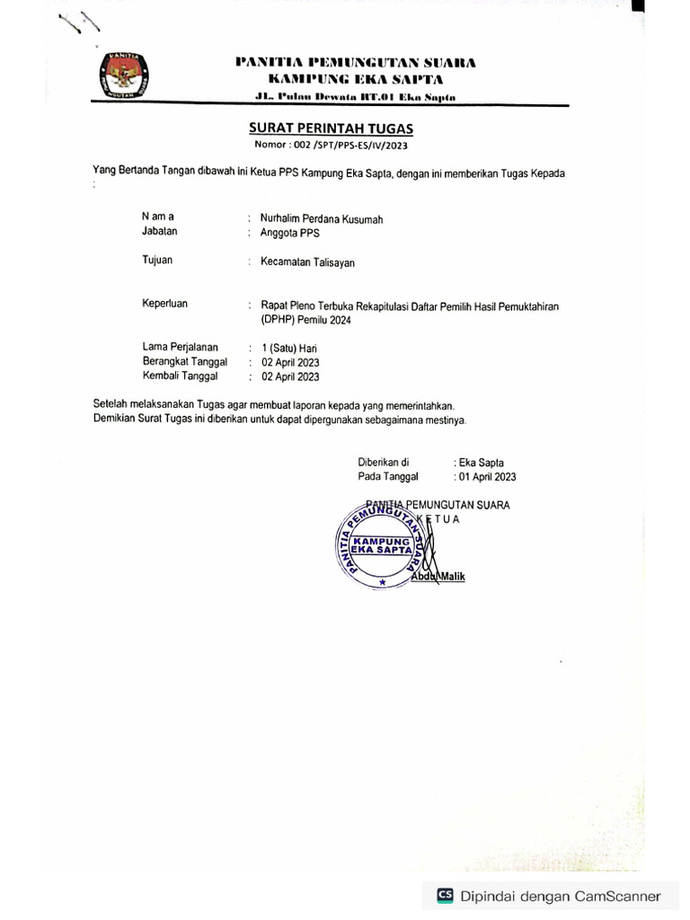 SPPD Rapat Pleno Halim | PDF