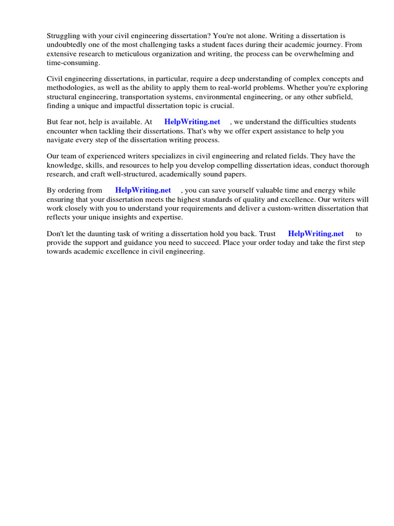 Dissertation Ideas For Civil Engineering | PDF | Thesis | Engineering