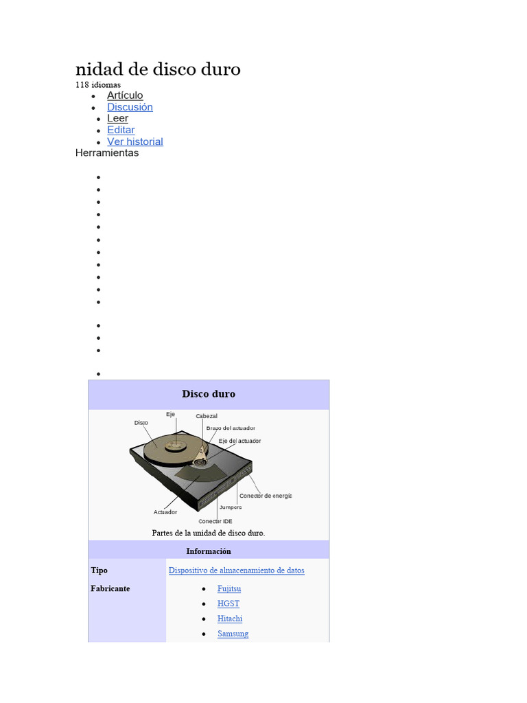 Nidad de Disco Duro: Artículo Leer | PDF | Disco duro | Unidad de estado sólido