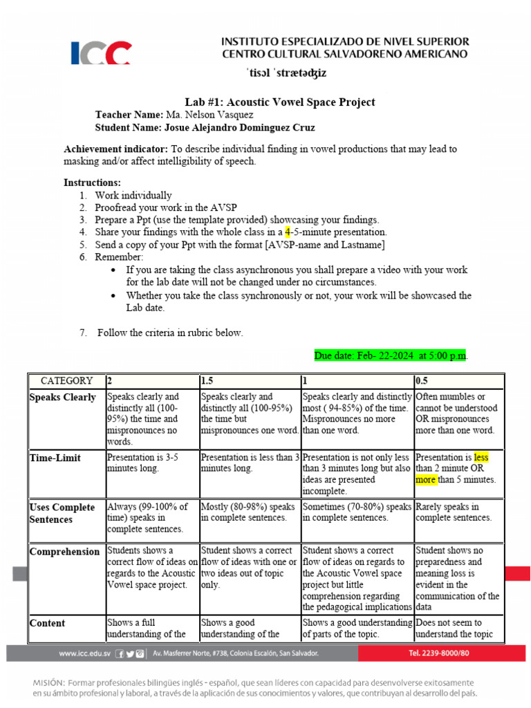 Lab #1 - [Josue Dominguez] | PDF | Learning | Human Communication