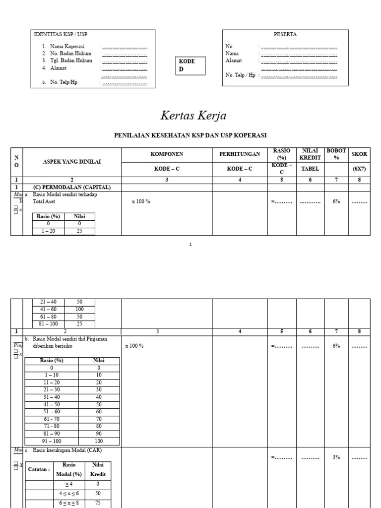 Penkes - Kertas Kerja (Kode D) | PDF