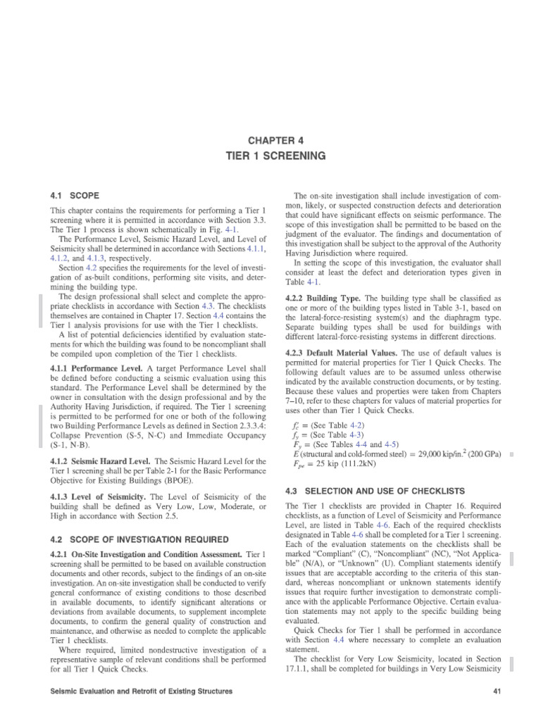 ASCE 17 CH - 4 - Tier 1 - Screening | PDF