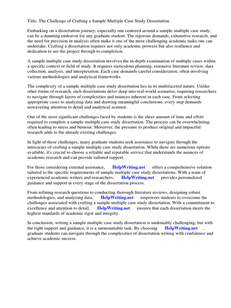 Sample Multiple Case Study Dissertation | PDF | Methodology ... Sample Multiple Case Study Dissertation | PDF | Methodology ...