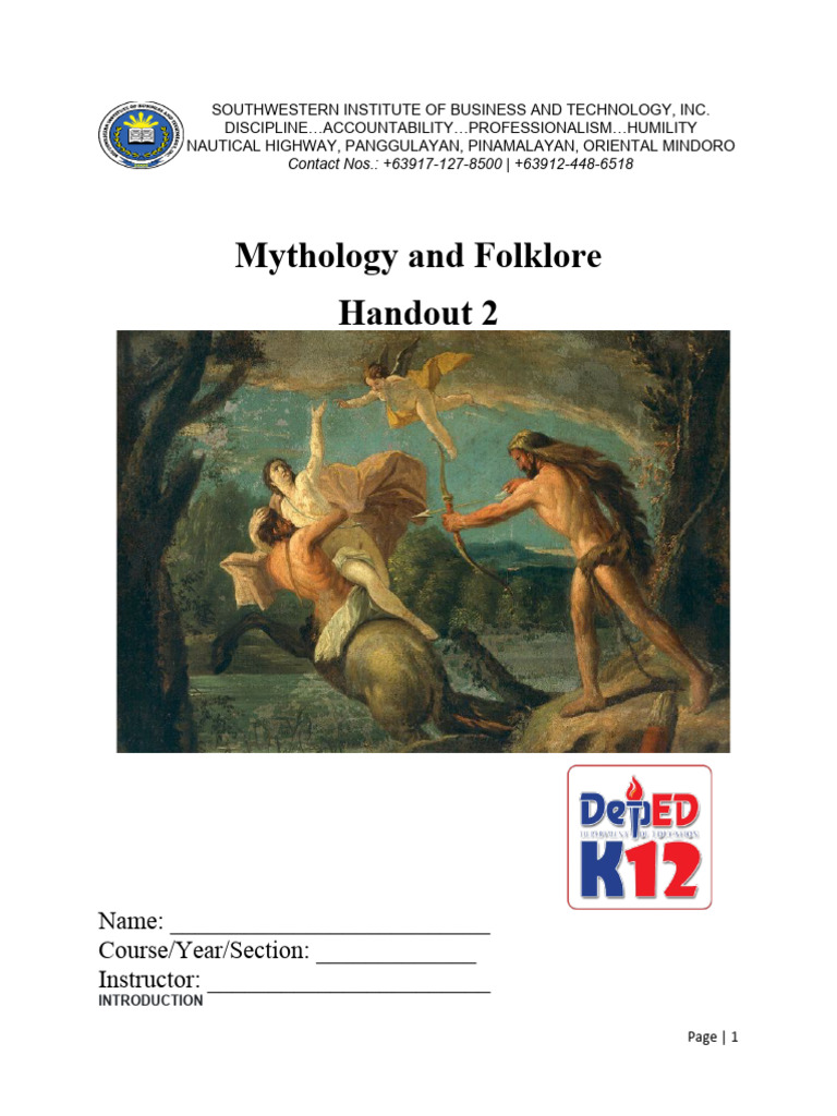 Mythology and Folklore Handout2 | PDF | Dionysus | Hades