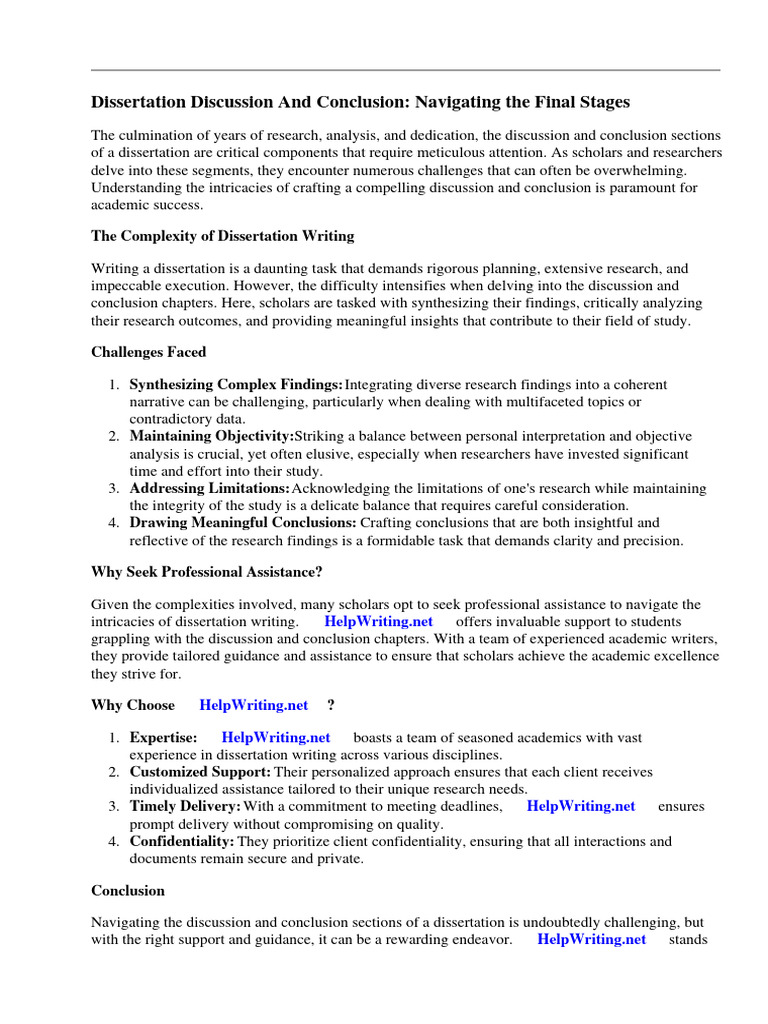 Dissertation Discussion and Conclusion | PDF | Thesis | Essays Dissertation Discussion and Conclusion | PDF | Thesis | Essays