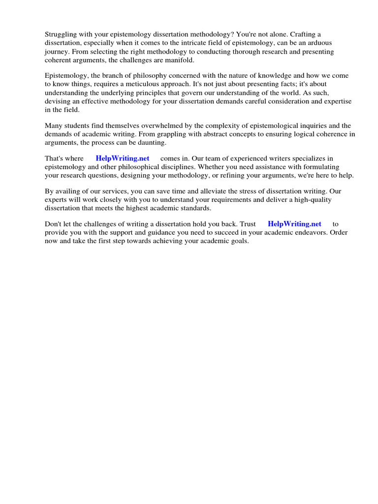 Epistemology Dissertation Methodology | PDF | Epistemology | Knowledge