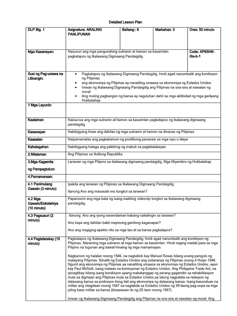 Detailed Lesson Plan | PDF