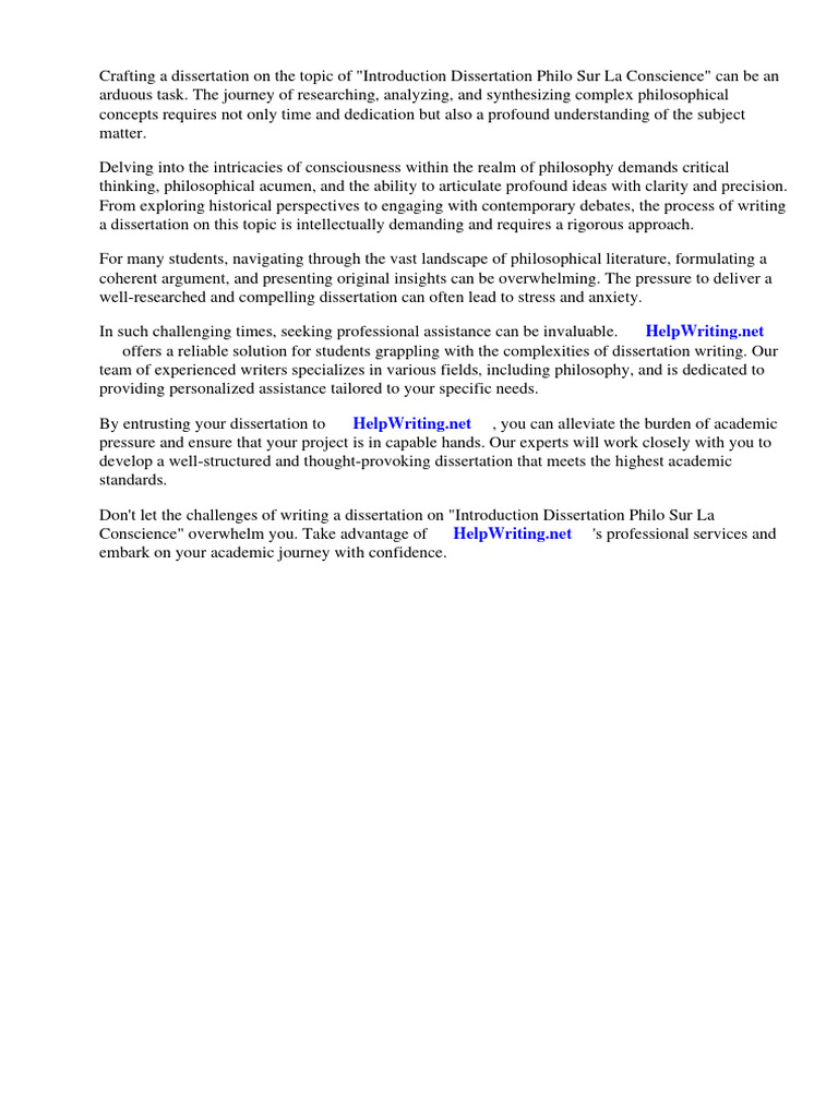 Intro Dissertation Philo Sur La Conscience | PDF | Heart | Cirrhosis