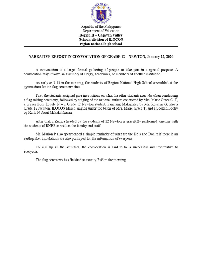 Narrative Convocation | PDF