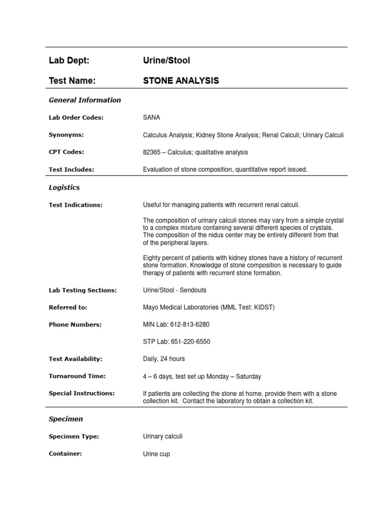 stone-analysis | PDF | Kidney | Urinary System