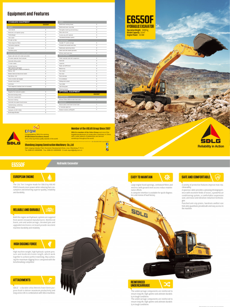 Brochure SDLG E6550F - 20230320 | PDF | Engines | Brake
