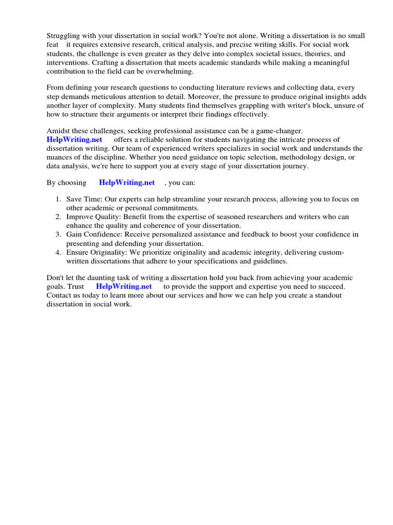 Dissertation Examples For Social Work | PDF | Thesis | Social Work