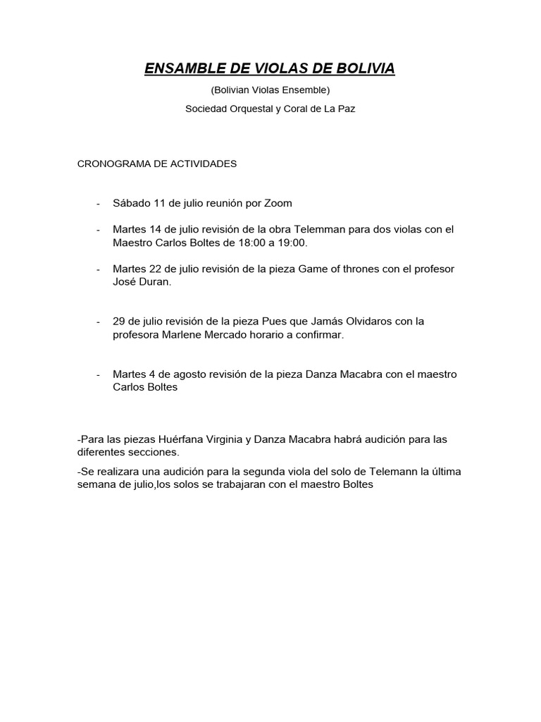 Ensamble de Violas de Bolivia | PDF