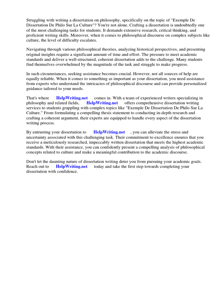 Exemple de Dissertation de Philo Sur La Culture | PDF | Thesis ...