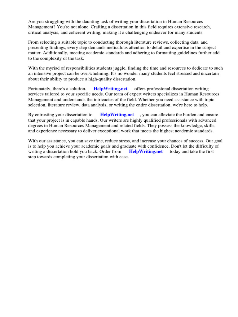 Dissertation Human Resources Management | PDF | Human Resource ...
