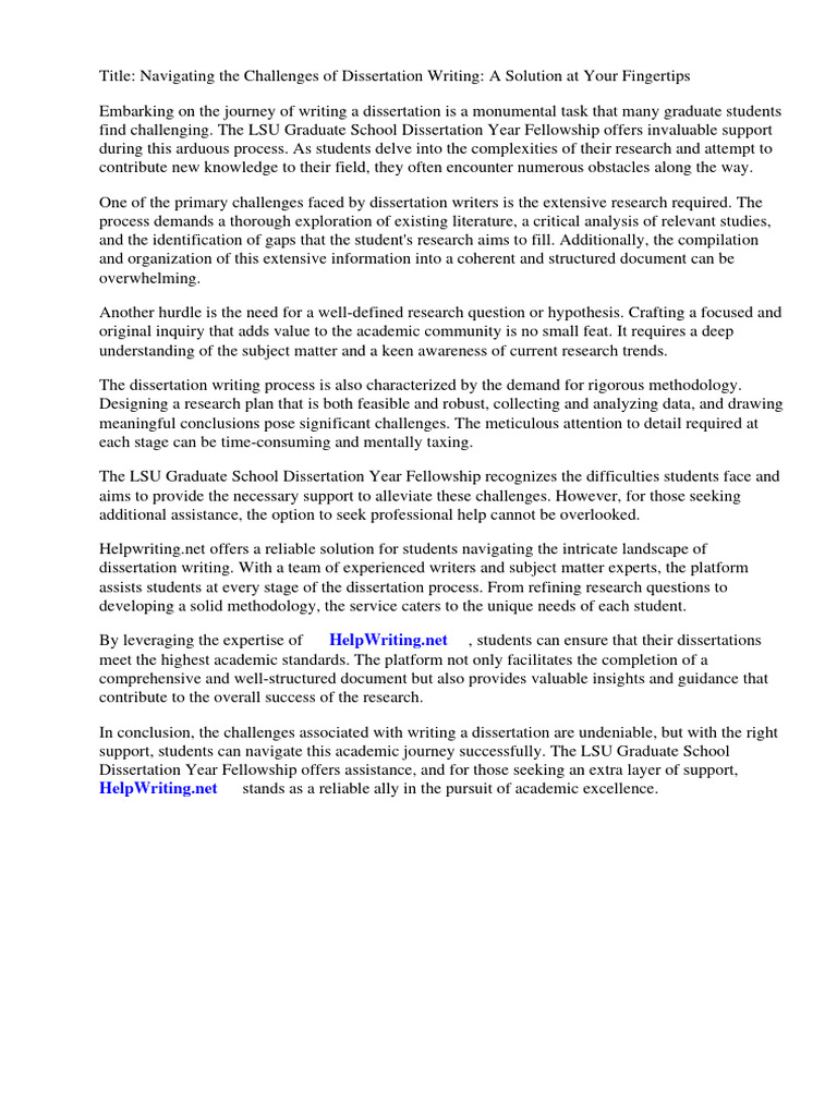 LSU Dissertation Writing Support Guide | PDF | Thesis | Academic Degree