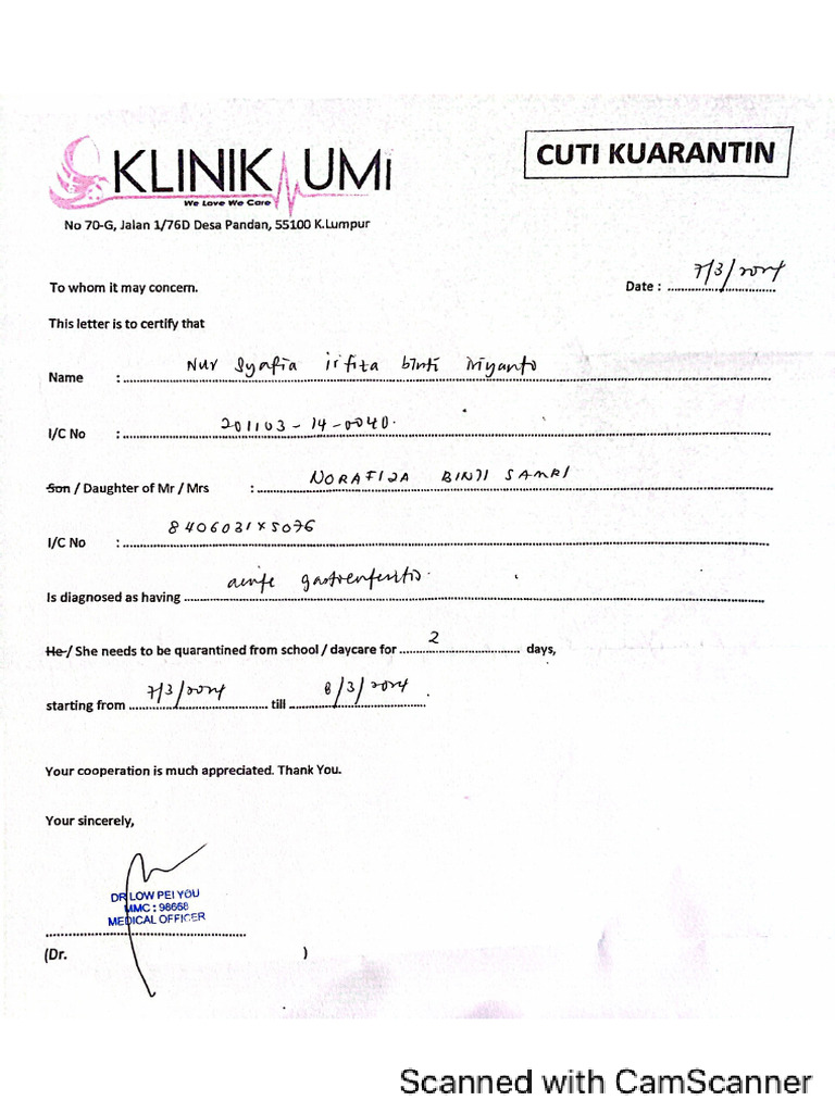 Cuti Kuarantin | PDF