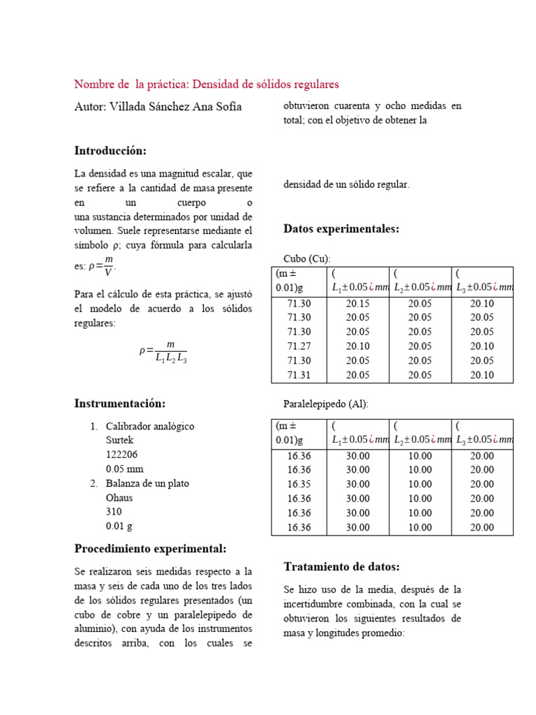 LDF Densidad Sólidos Regulares | PDF | Densidad | Cantidad