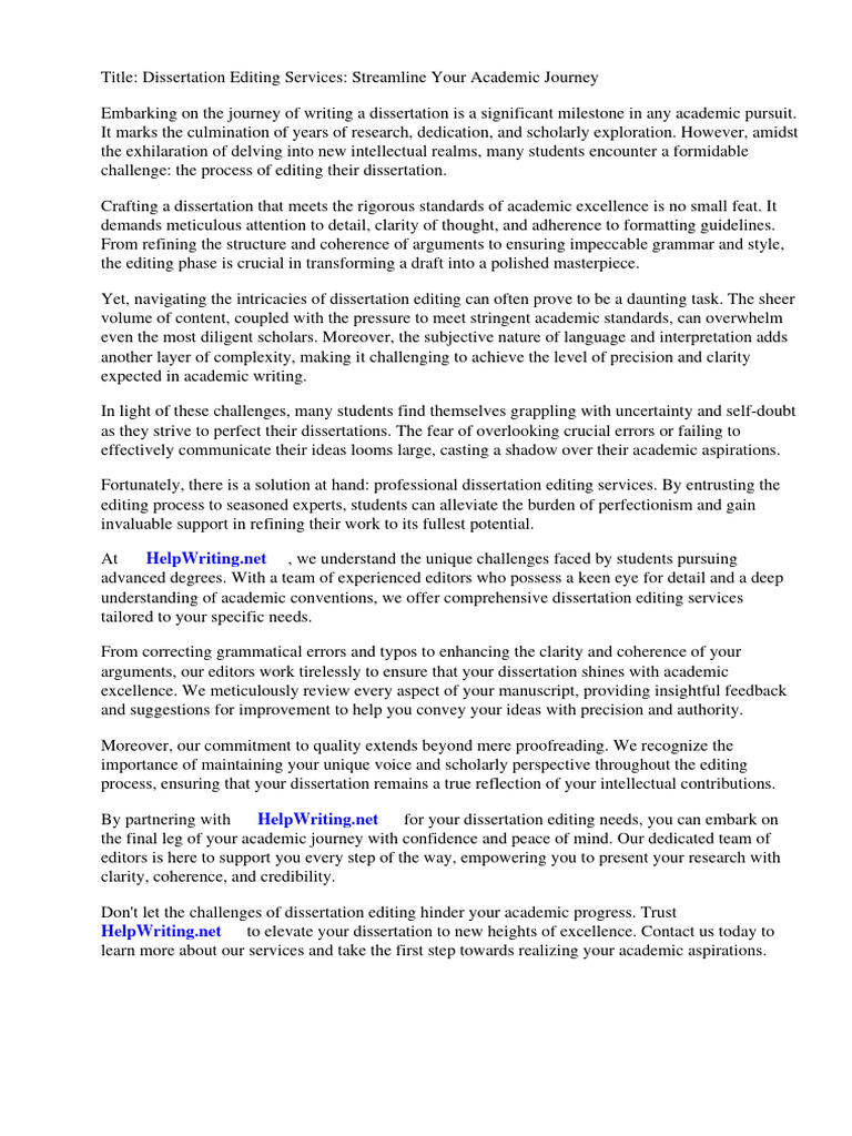 Dissertation Editing | PDF | Editing | Thesis