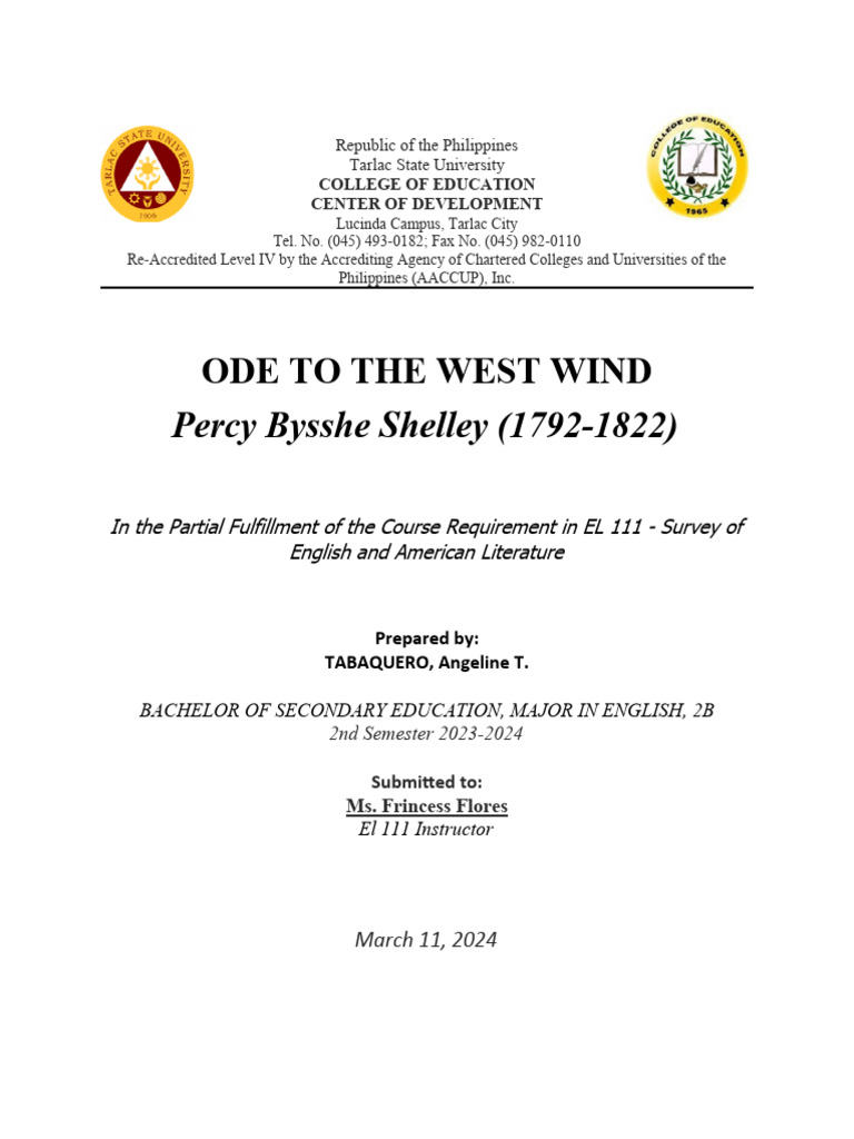 Ode To The West Wind | PDF | Poetry