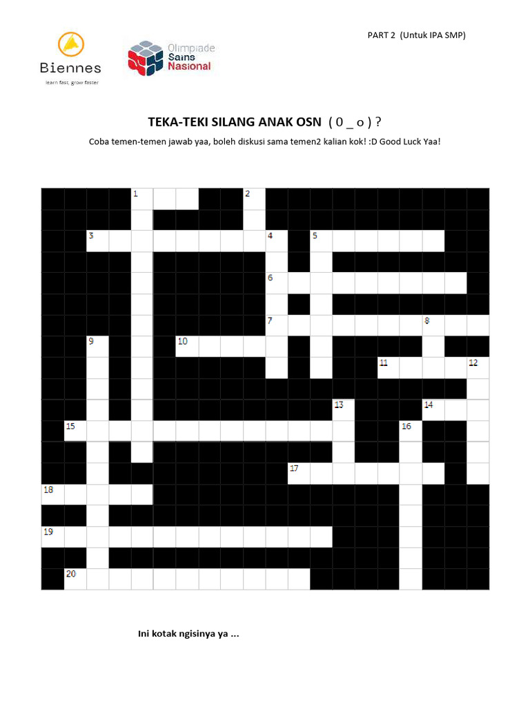 Teka Teki Silang Osn Ipa SMP | PDF | Seni & Disiplin Bahasa