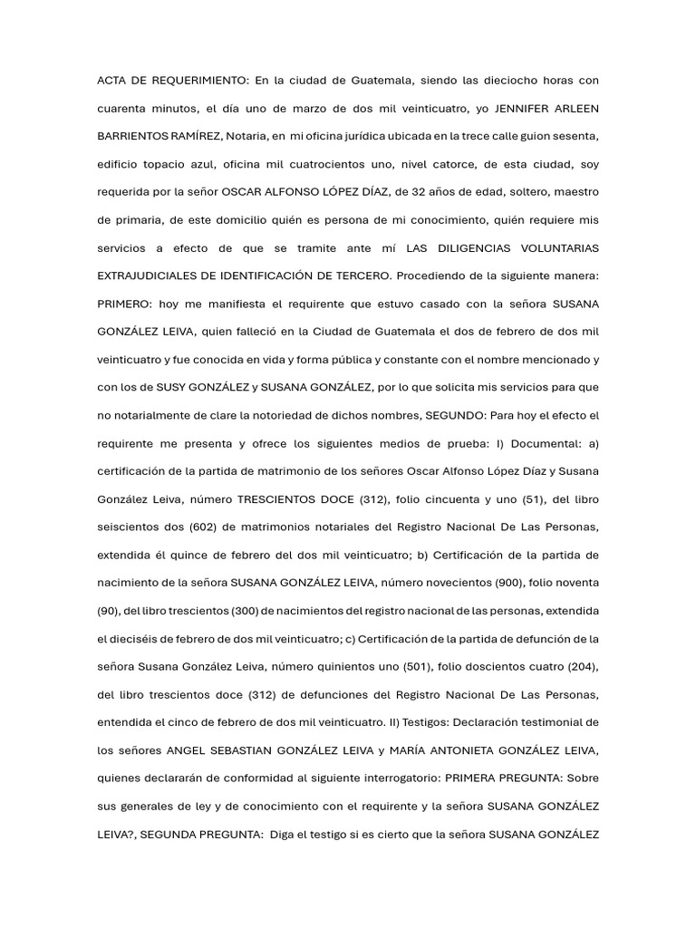 ACTA de REQUERIMIENTO Identificacion de Tercero | PDF ACTA de REQUERIMIENTO Identificacion de Tercero | PDF