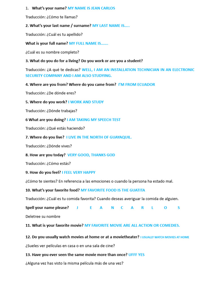 Speaking Test 2 | PDF