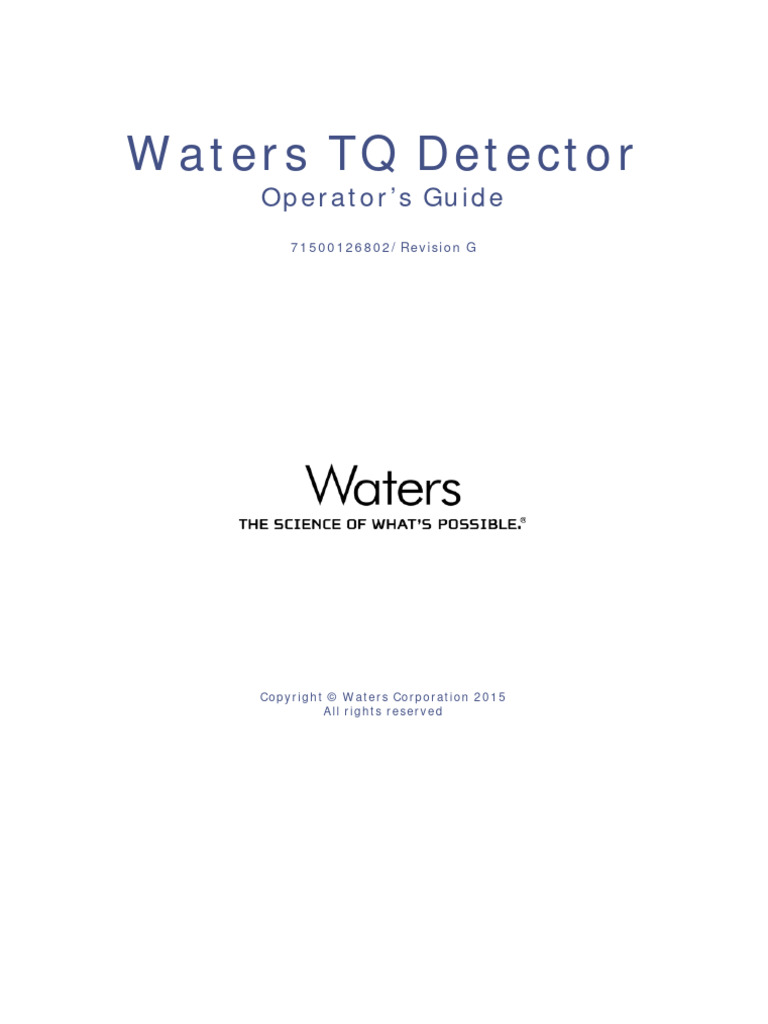 Waters TQ Detector Manual | PDF | Tandem Mass Spectrometry | Mass ...